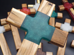 Handcrafted Oak & Walnut Epoxy Crosses: Artistic Faith-Inspired Home D ...